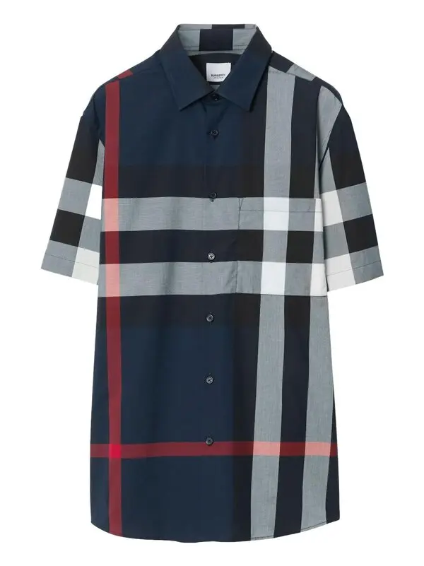 Burberry Check Cotton Shirt - Blue
