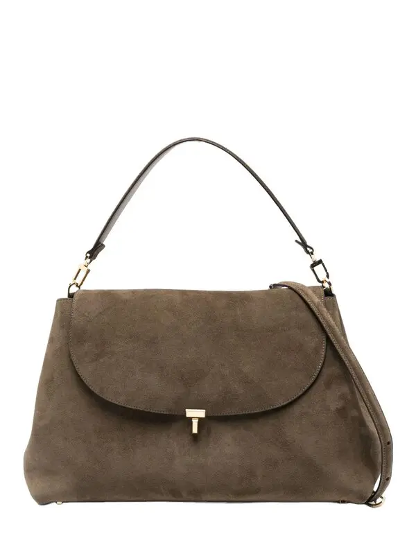 TOTEME T-lock Suede Leather Tote - Dove Grey