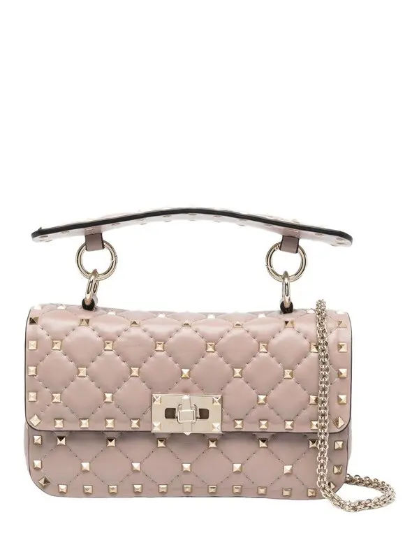 Valentino Garavani Spike Small Leather Shoulder Bag - Powder