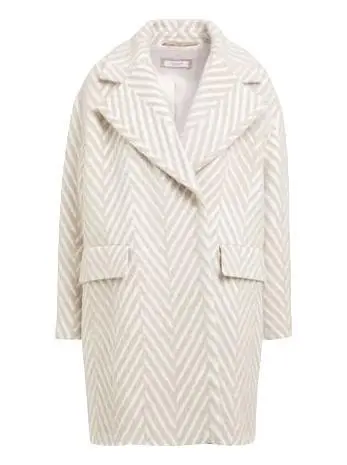 Peserico Double-breasted Herringbone Coat - Beige