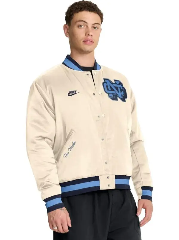 Nike North Carolina Tar Heels Legacy Full-snap Bomber Jacket - Tan