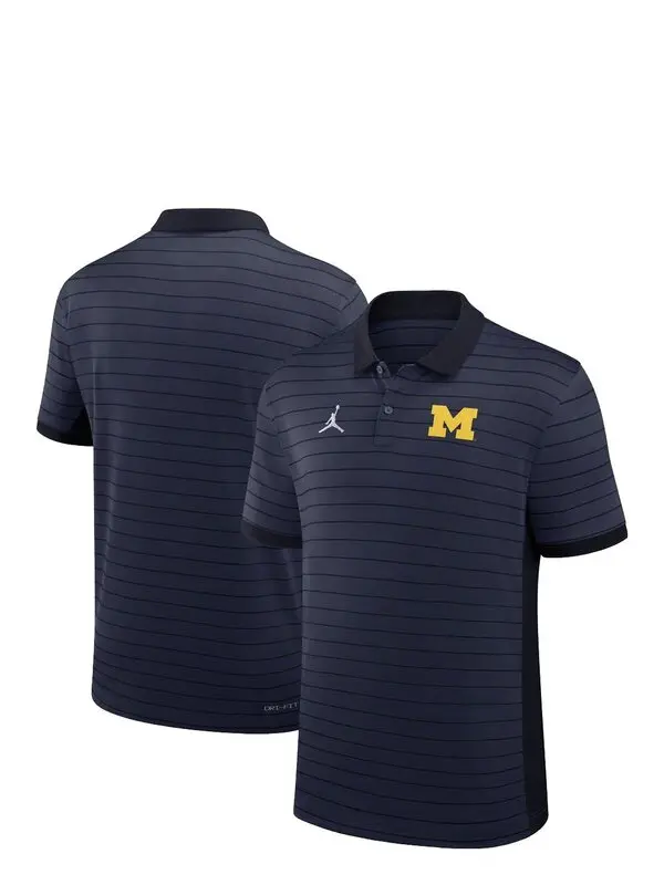 JORDAN BRAND Michigan Wolverines 2025 Early Season Coaches Sideline Victory Stripe Dri-fit Polo - Navy