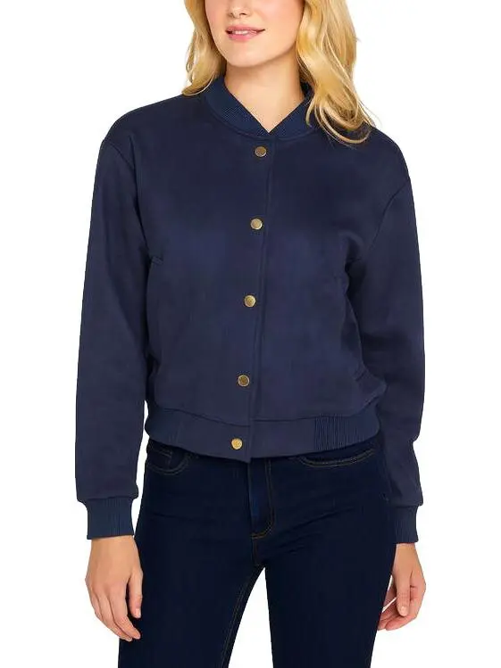 BISHOP + YOUNG Chelsea Faux Suede Bomber Jacket - Indigo