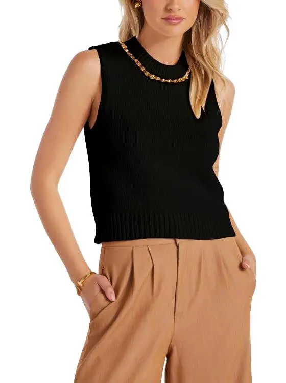 BISHOP + YOUNG Savoy Chain Detail Sweater Tank - Black