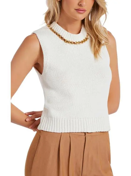 BISHOP + YOUNG Savoy Chain Detail Sweater Tank - Ivory