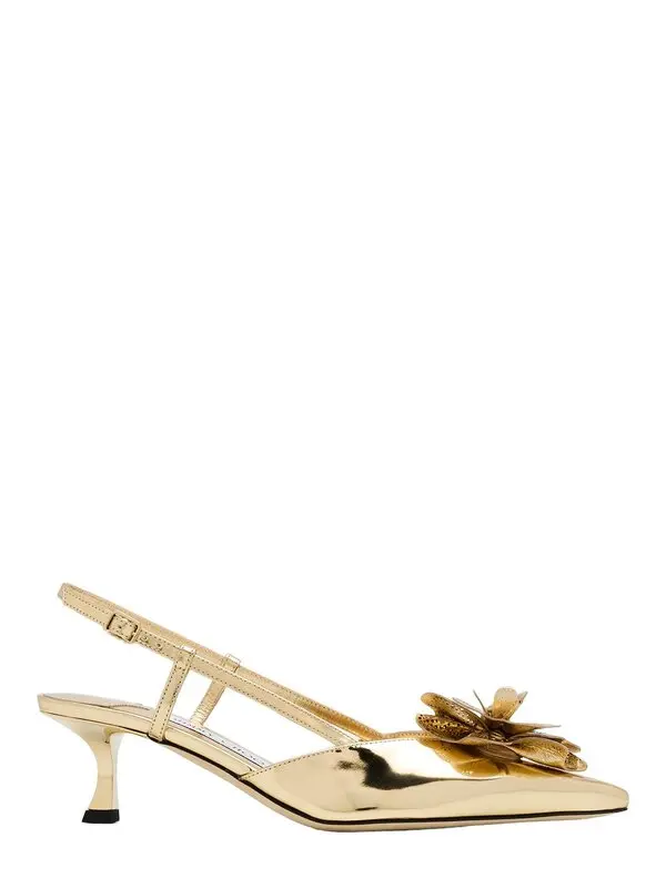 JIMMY CHOO Mimmi Metallic Leather Kitten-heel Slingback Pumps - Gold/gold