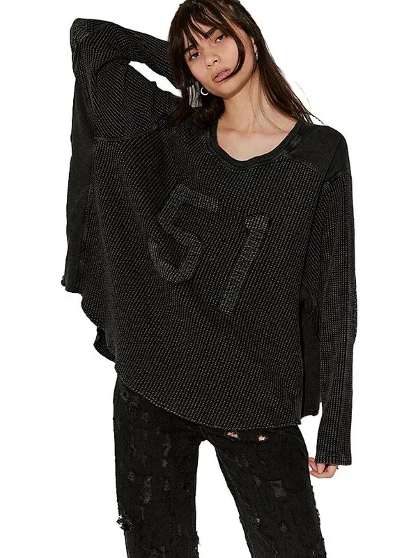Free People Fp One Blake Graphic Thermal - Black