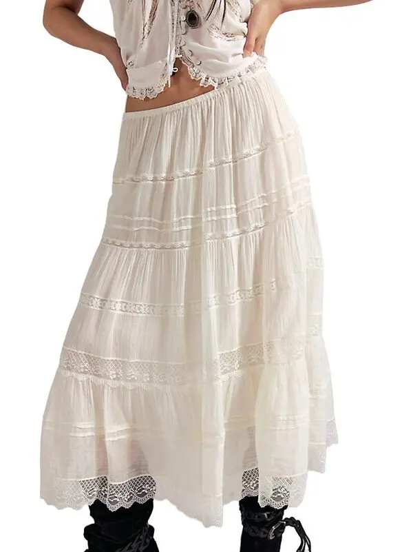 Free People Fp One Lily Lace Maxi Skirt - Ivory