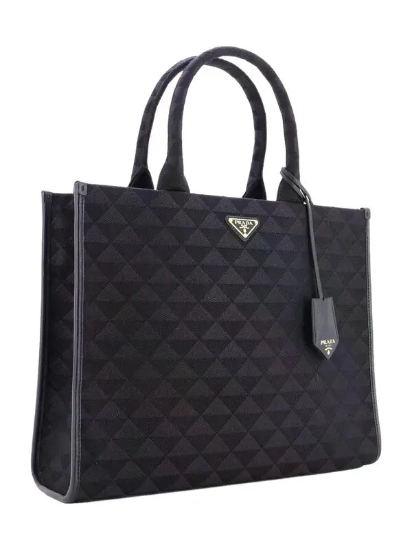 Prada Symbole Shopper Jacquard Large Tote Bag - Black