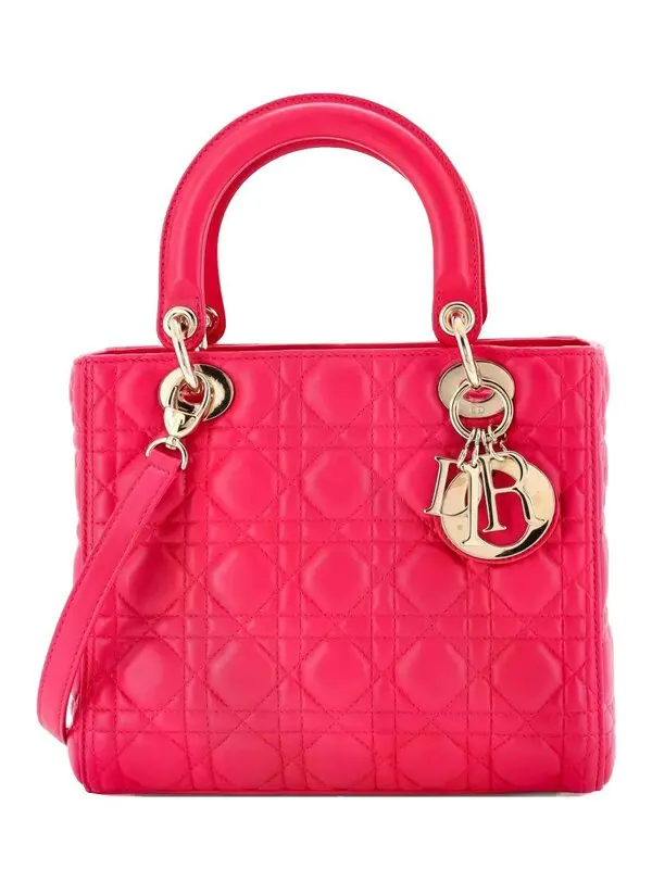 Dior Lady Medium Satchel Cannage Quilt Lambskin - Pink