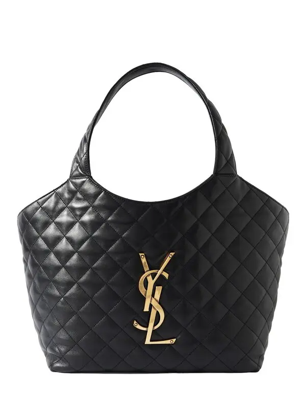 Saint Laurent Icare Medium Matelassé Leather Tote - Black