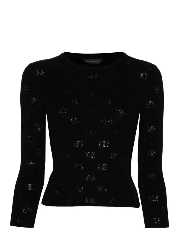 Balenciaga Open-knit Wool Top - Black