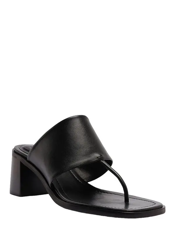 Schutz Martha Leather Thong Sandals - Black