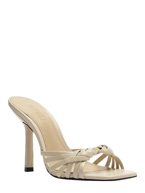 Schutz Tara Leather Mule Sandals - Sugar White