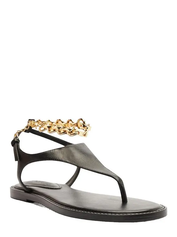 Schutz Lys Leather Thong Sandals - Black