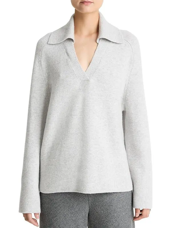 Vince Oversized Wool Cashmere Blend Sweater - Heather Pale Grey