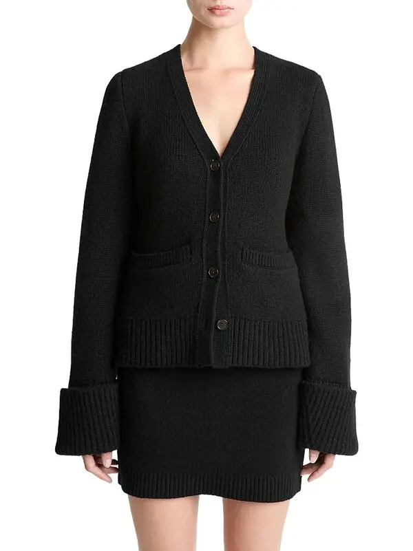 Vince Cuffed Sleeve Cardigan - Black