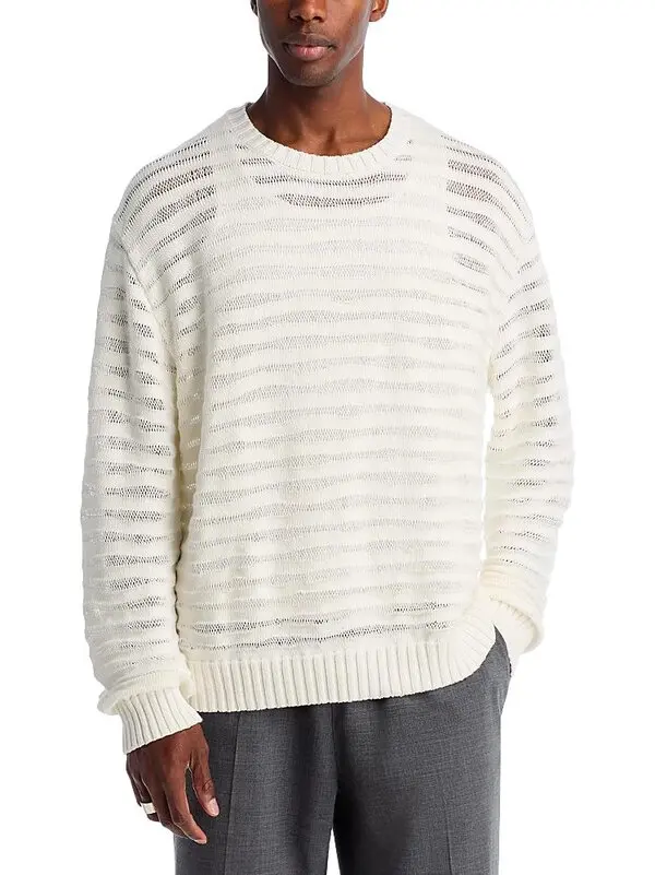 MAISON MARGIELA Sheer Striped Crewneck Sweater - Off White