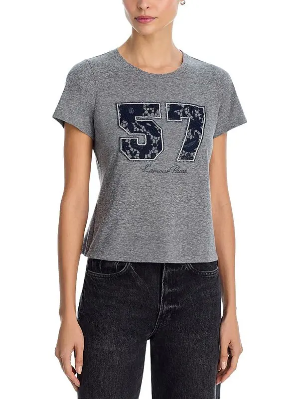 Cinq À Sept Lace 57 Shrunken Tee - Charcoal Grey/navy