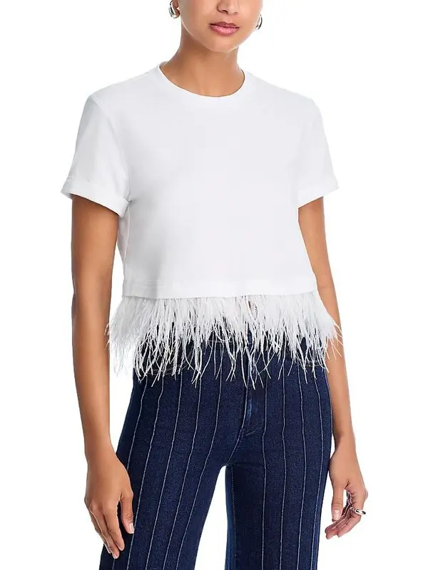 Cinq À Sept Short Sleeve Cropped Top - White