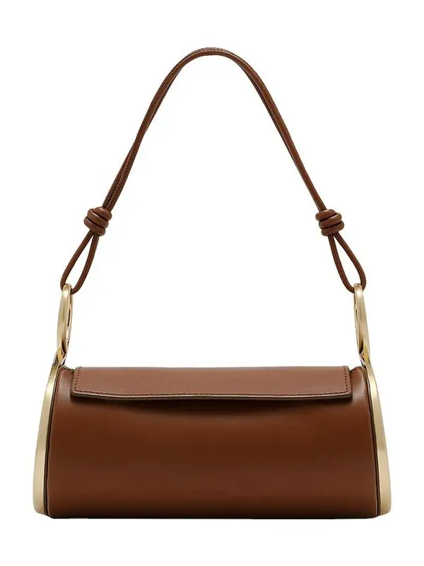 Cult Gaia Dahlia Leather Shoulder Bag - Saddle