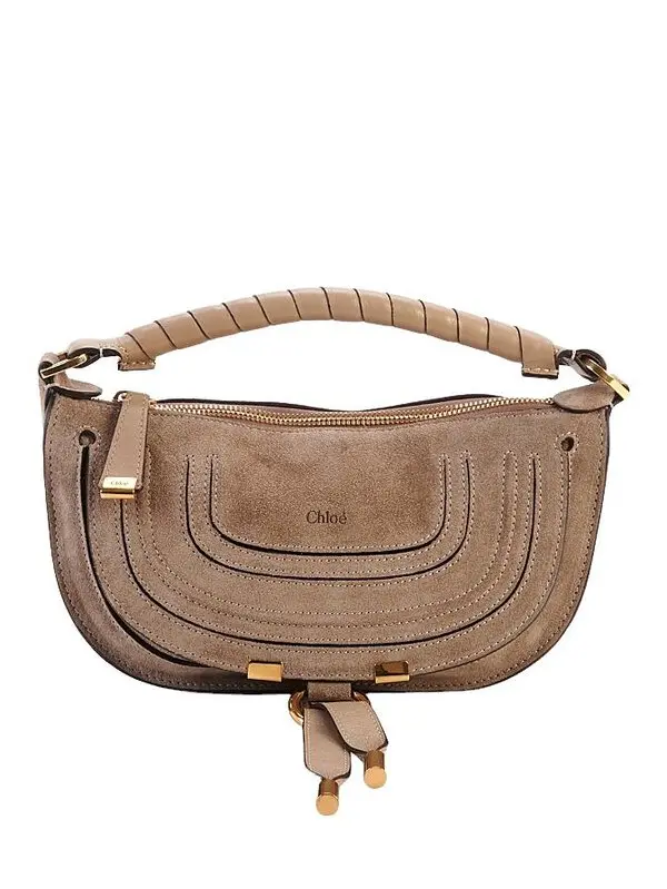 Chloé Marcie Mini Suede Shoulder Bag - Boyish Brown