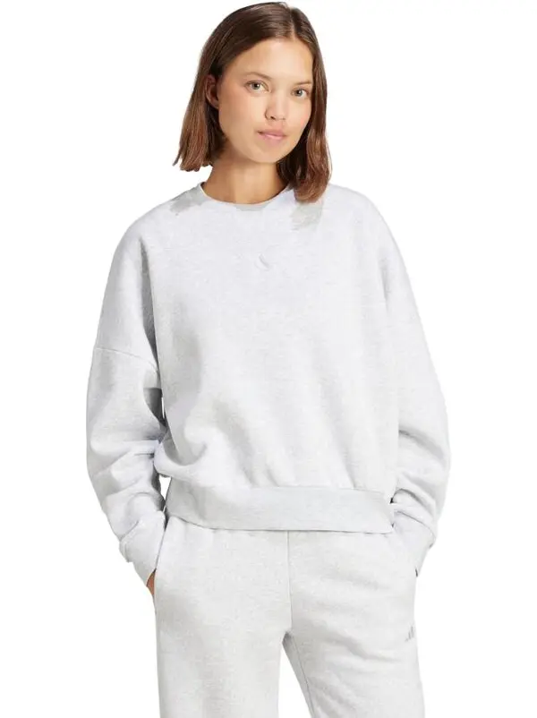 Adidas Essentials Small Logo Feelcozy Sweatshirt - Light Grey Heather / White