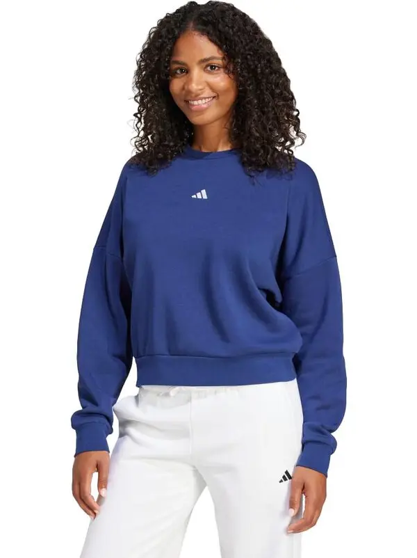Adidas Essentials Small Logo Feelcozy Sweatshirt - Dark Blue / White