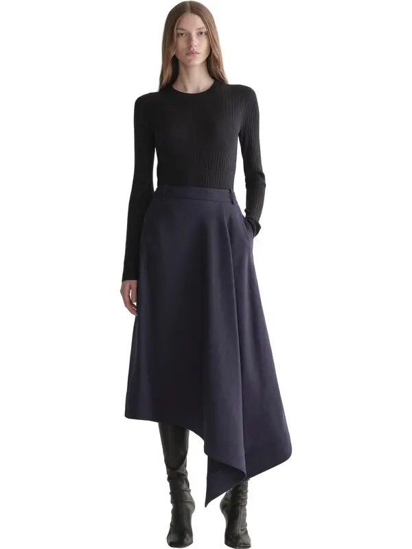 A.L.C. Gael A-line Midi Skirt - Navy Melange