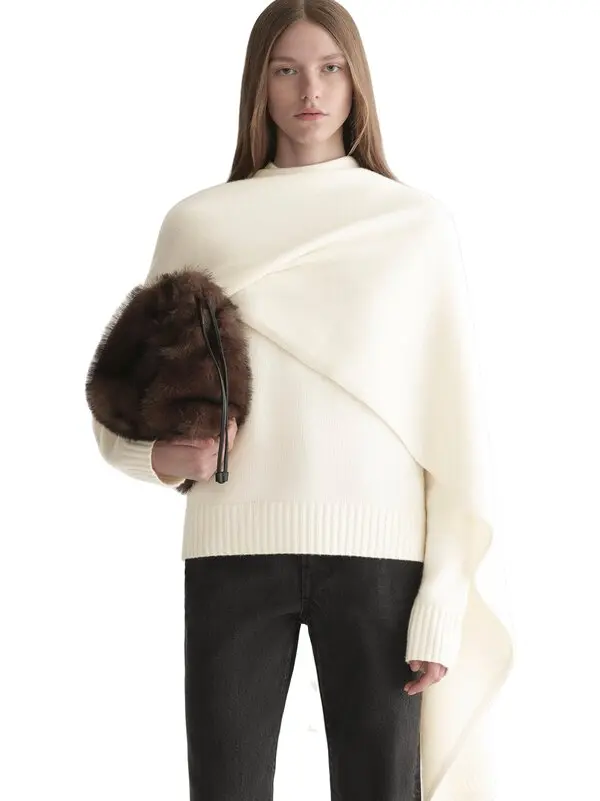 A.L.C. Davin Draped Wool Sweater - Ivory