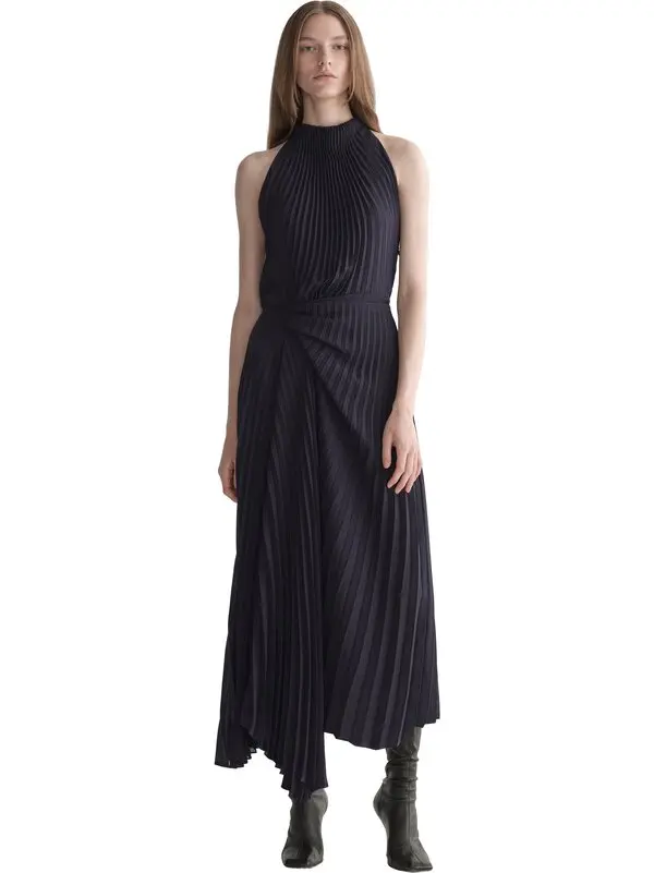 A.L.C. Simona Pleated Midi Dress - Deep Navy