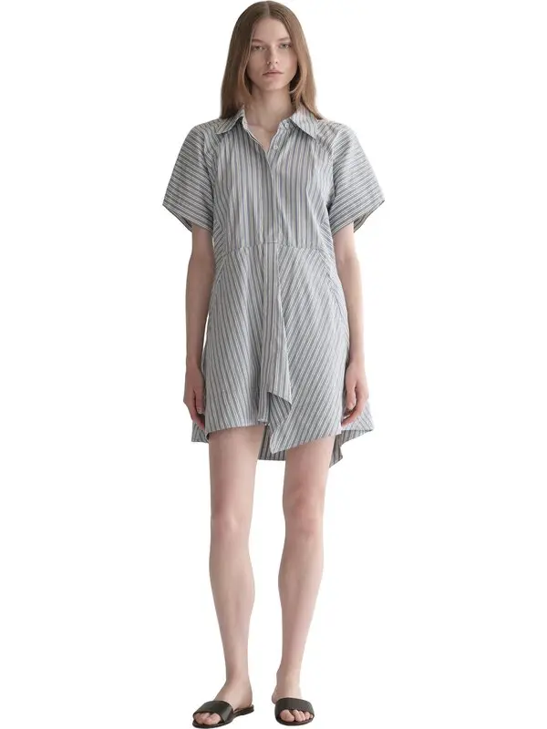 A.L.C. Julie Cotton Mini Shirtdress - White/steel Blue