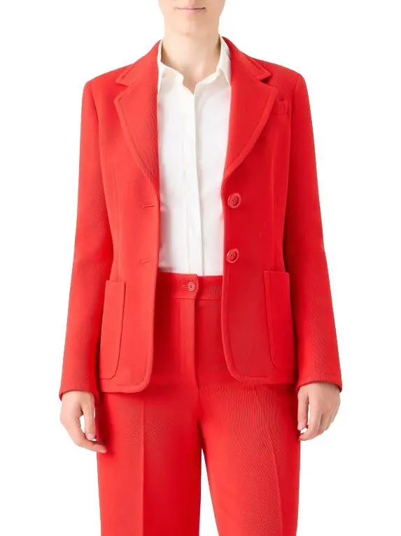 Akris Wool Gabardine Blazer - Bright Red