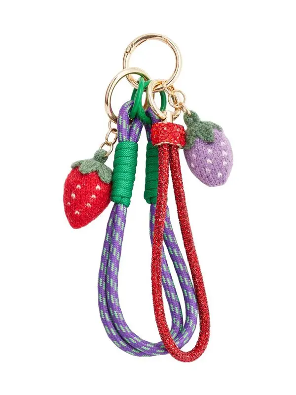 Chelsea28 Strawberry Bag Charm - Purple Multi- Gold