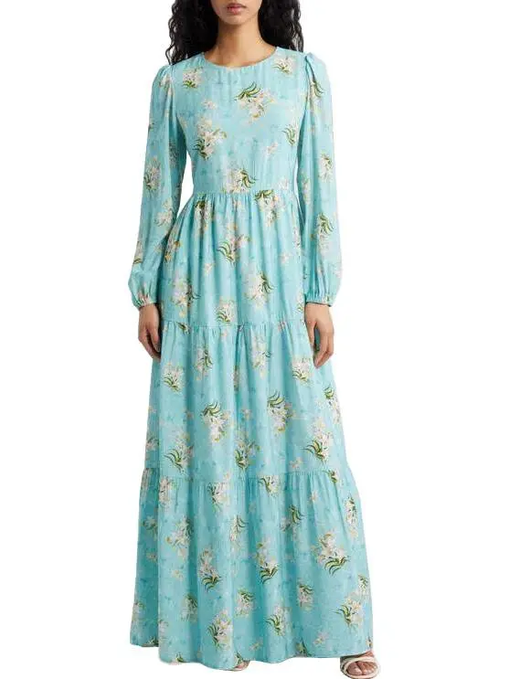 PETAL & PUP Bernice Floral Maxi Dress - Blue Floral