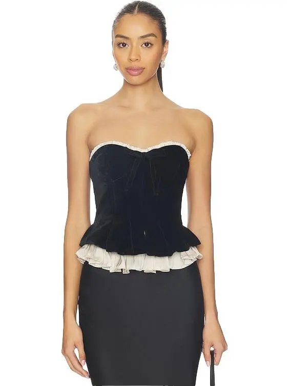 Lpa Lauretta Corset Top - Black And Champagne