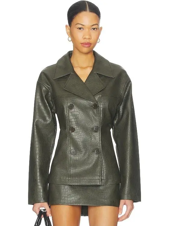 Superdown Caroline Faux Leather Jacket - Olive Green