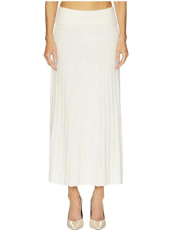 Naadam Premium Cashmino Ribbed Skirt - White