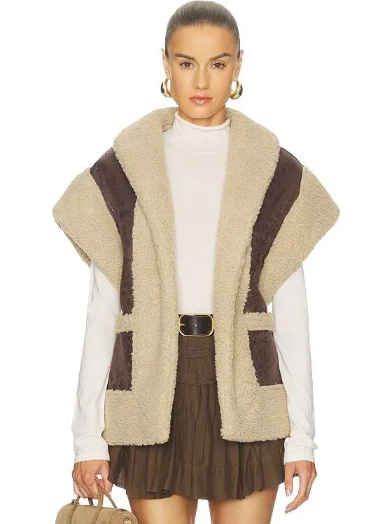 Line & Dot Ace Faux Shearling Vest - Brown