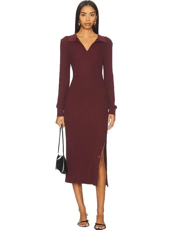 BOBI Polo With Snap Slit Dress - Burgundy
