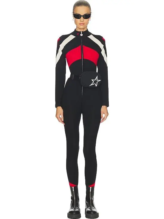 Perfect Moment Tignes Jumpsuit - Black  White  & Red