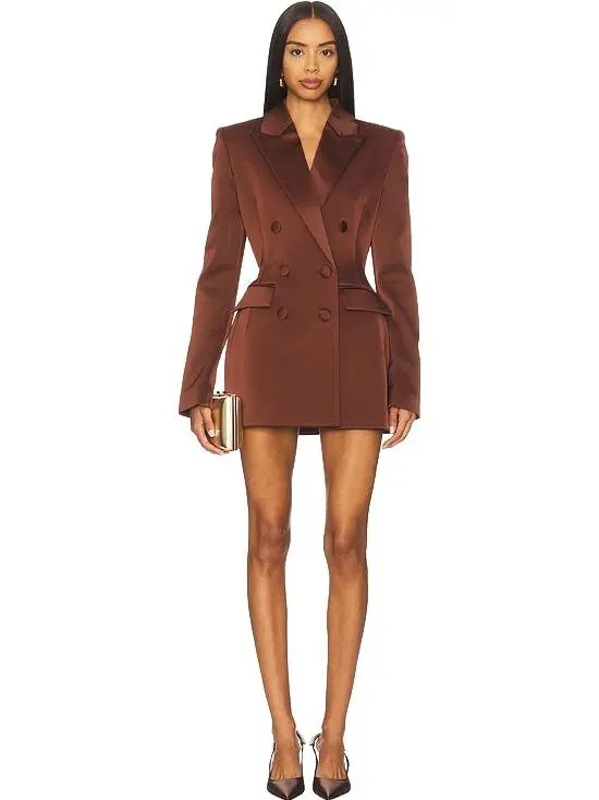 NADINE MERABI Monica Satin Blazer - Brown