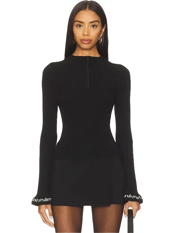 Alexander Wang Logo Ribbed Pullover - Black