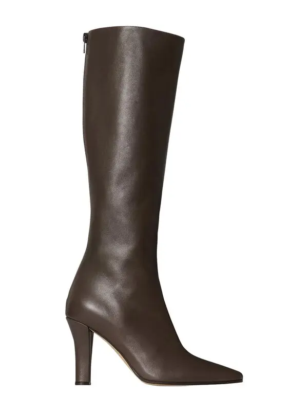 THE ROW Mona Leather Knee Boot - Vintage Brown