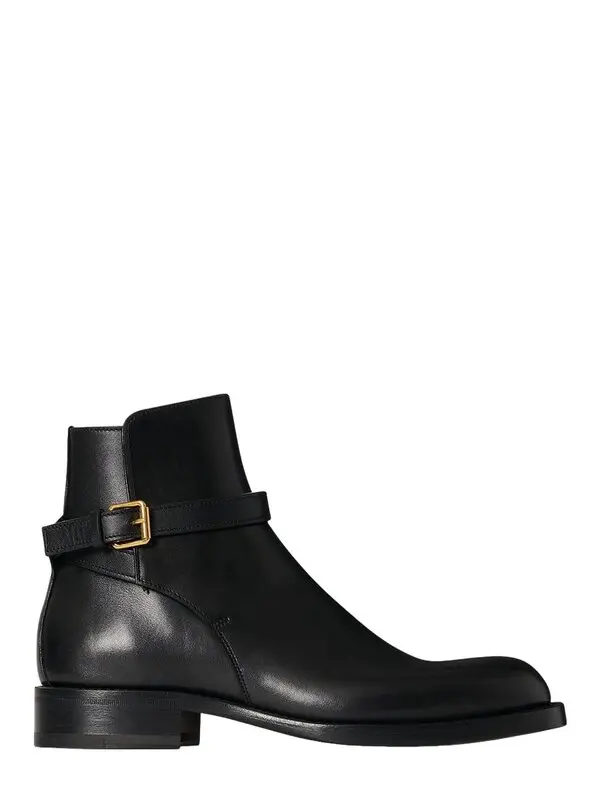 THE ROW Nobilis Buckle Leather Boots - Black