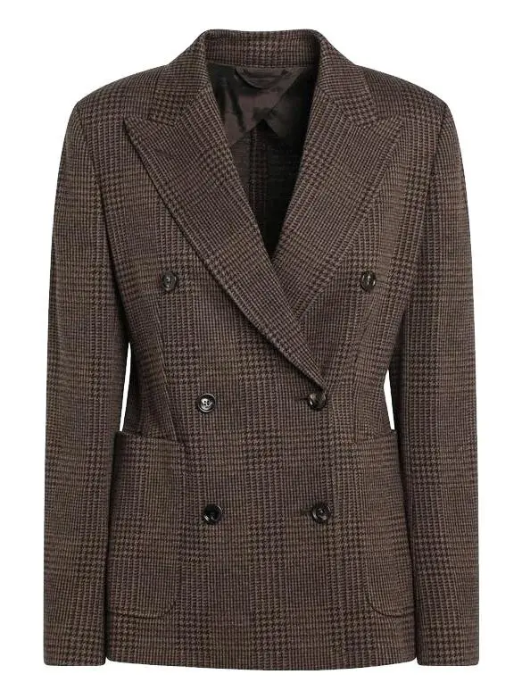 Max Mara Prince Of Wales Double-breasted Jacket - Brown
