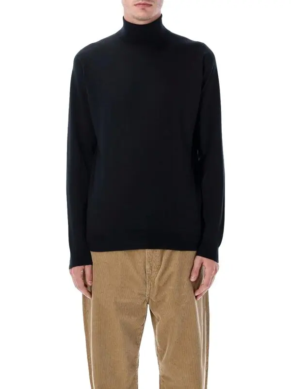 John Smedley Cherwell Extra Fine Merino Wool Roll Neck Jumper - Black