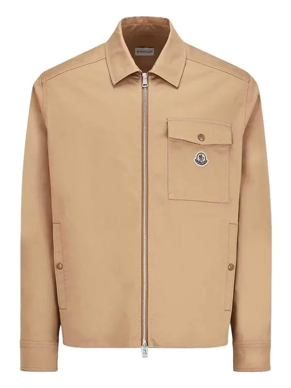 Moncler Cotton Blend Gabardine Jacket - Brown