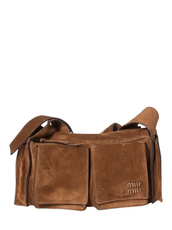 Miu Miu Utilitarian Suede Shoulder Bag - Cocoa Brown