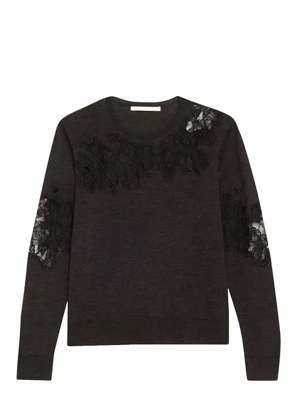 JASON WU Lace-inset Merino Wool Sweater - Graphite
